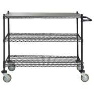 3-Tier Wire Cart with Stainless Steel Top, Flint - 48"L x 24"W x 39 1/2"H