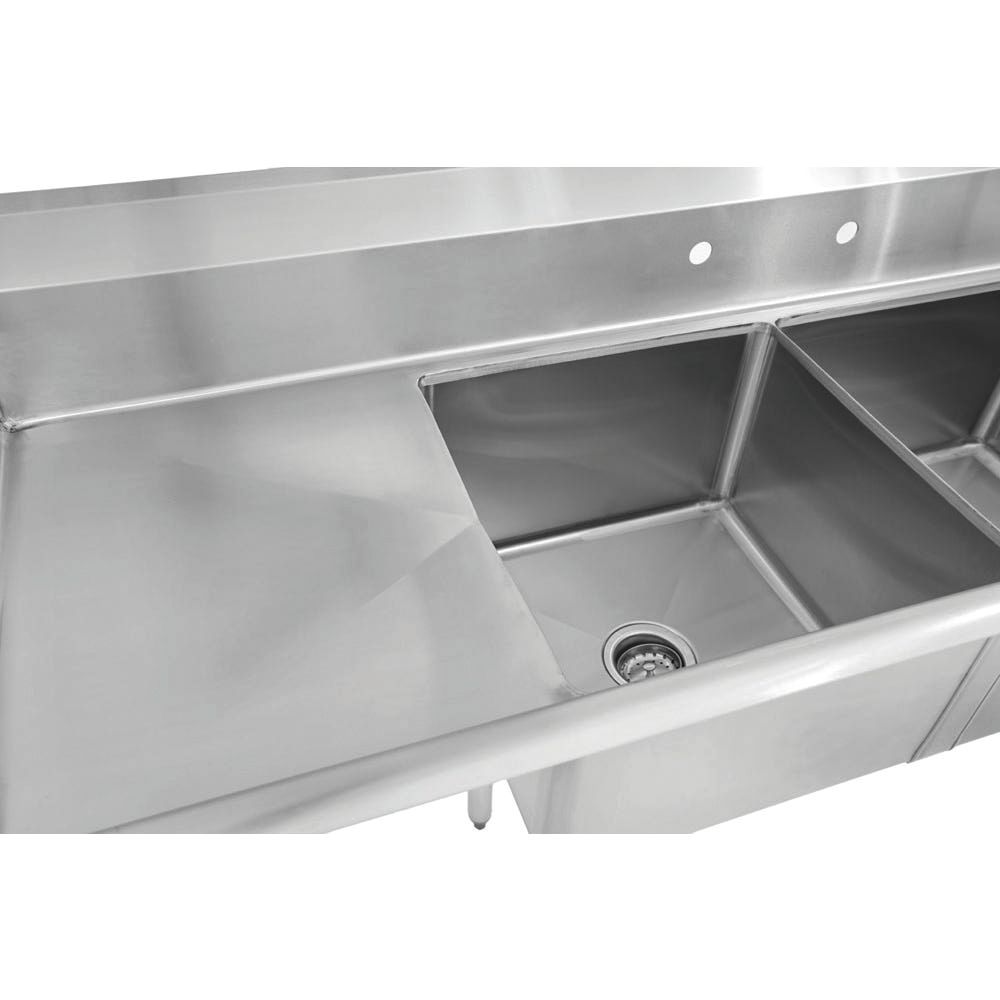 Kratos 72" 18-Gauge Stainless Steel Two Compartment Sink with 2 ...