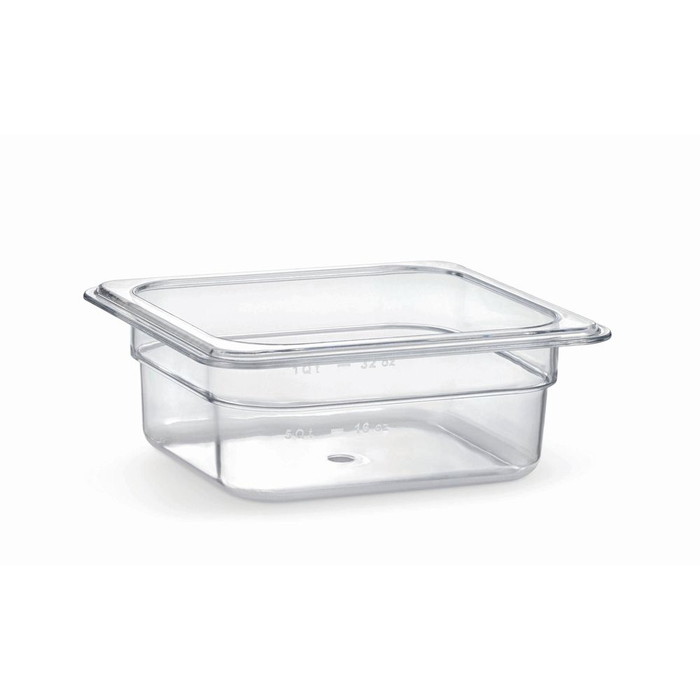HUBERT® Sixth-Size Clear Polycarbonate Cold Food Pan - 6 15/16"L x 6 3/ ...