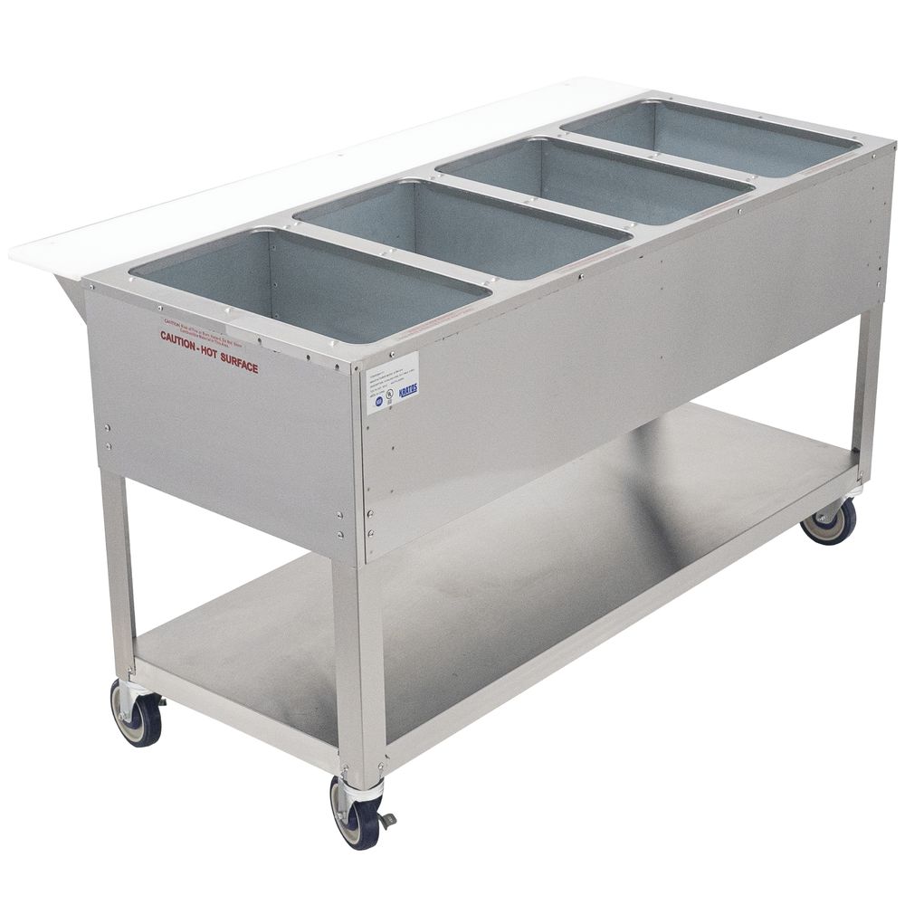 Kratos Mobile Four Pan Open Well Electric Steam Table with Undershelf ...