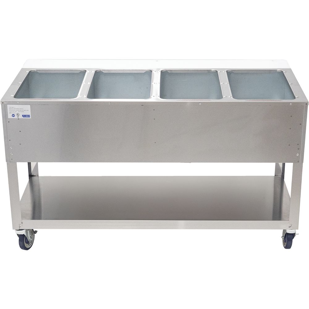 Kratos Mobile Four Pan Open Well Electric Steam Table with Undershelf ...