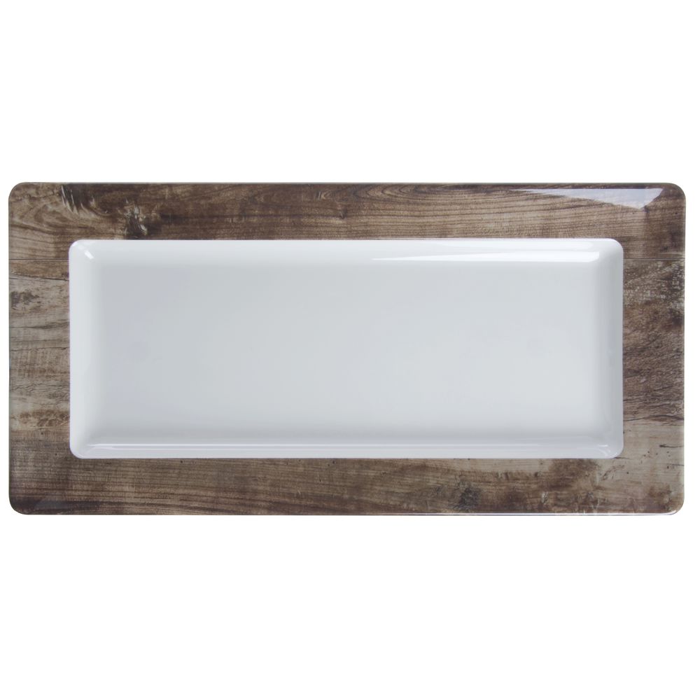 HUBERT® Rectangular Black Melamine Platter - 17 1/2"L x 8 3/4"W x 1 3/4"H