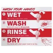 Expressly HUBERT® Red and White Removable Vinyl Proper Hand Washing ...