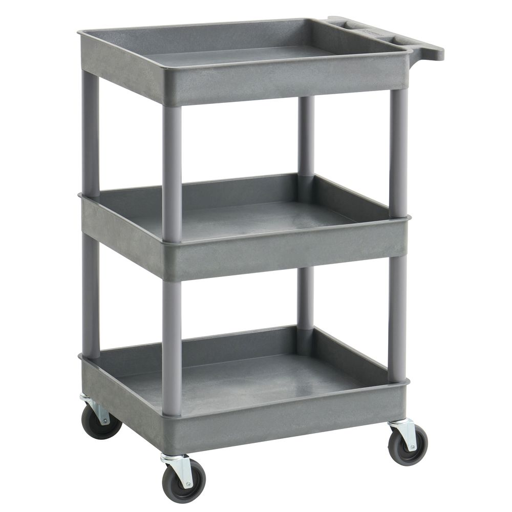 HUBERT® Utility Cart w/Lip, 3-Shelf - 27 17/25"L x 18 29/50"W x 39 13/100"H