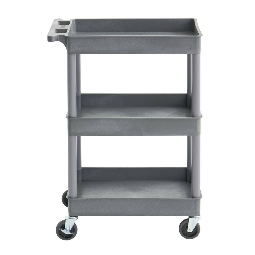 HUBERT® Grey Utility Cart w/Lip, 3-Shelf - 27 17/25"L x 18 29/50"W x 39 ...