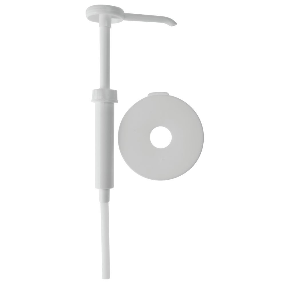 Tablecraft 1 Oz White Polypropylene Condiment Pump with 110mm Snap Top ...