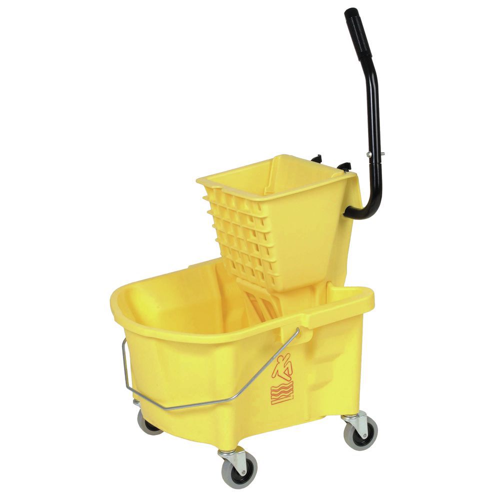 HUBERT® 34 qt Yellow Plastic Mop Bucket with Wringer Combo - 23 5/8"L x ...