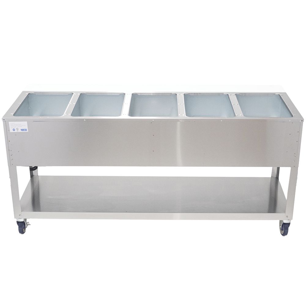 Kratos Mobile Five Pan Open Well Electric Steam Table with Undershelf ...