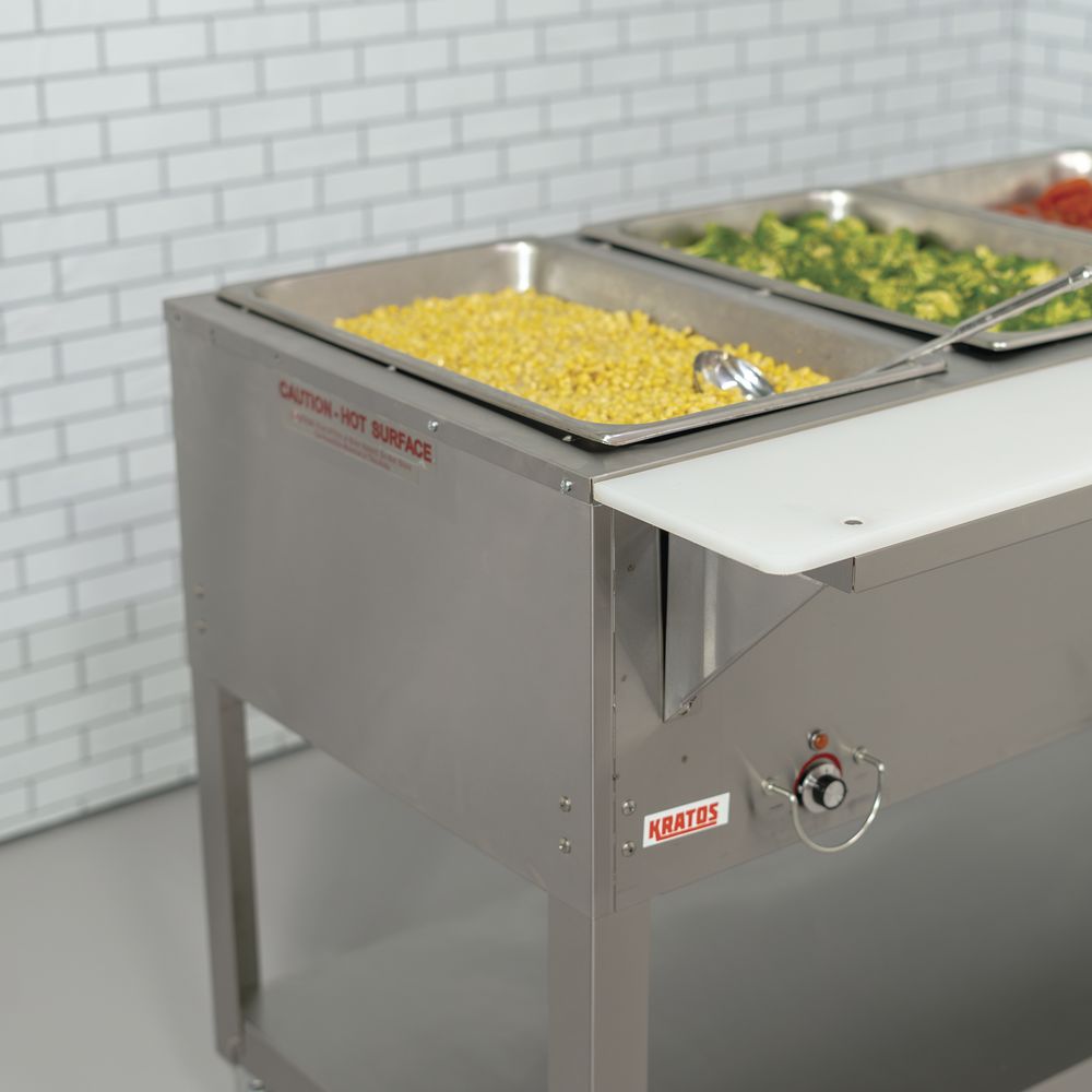 Kratos Mobile Five Pan Open Well Electric Steam Table with Undershelf ...
