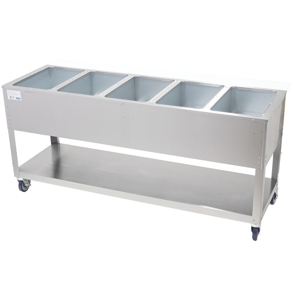 Kratos Mobile Five Pan Open Well Electric Steam Table with Undershelf ...