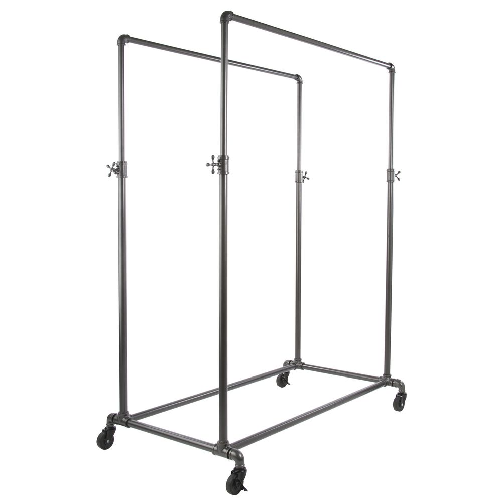 PipeLine Collection Adjustable Double Rail Ballet Bar, Anthracite Grey