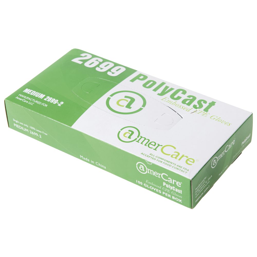 Cast Poly Gloves, 100/box - Medium