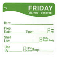 DayMark ToughMark™ Green/White Day Of The Week Labels Friday - 2" Square