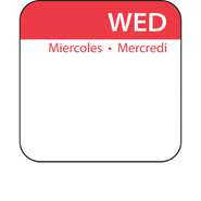 White/Red Dissolvable Food Rotation Labels Tri-Lingual Wednesday - 1"L ...