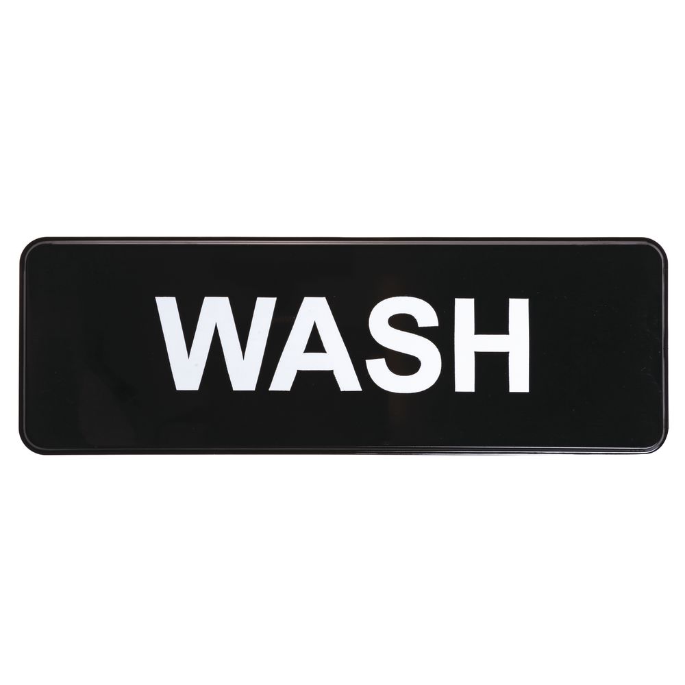 WASH SIGN, 3" X 9", WHITE ON BLACK,