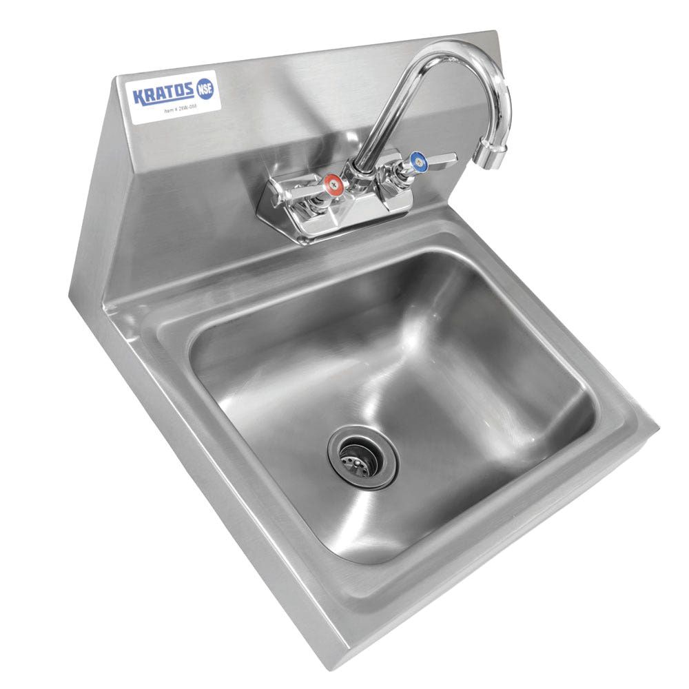 Kratos Hand Sink w/ Gooseneck Faucet and 14"W x 10"D x 5"H Bowl - 17"W ...