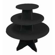 X-Base Black Melamine 3-Tier Display - 36"Dia x 36"H