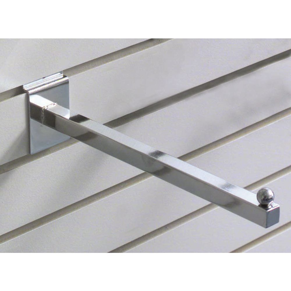 12" Chrome Straight Arm Slatwall Faceout