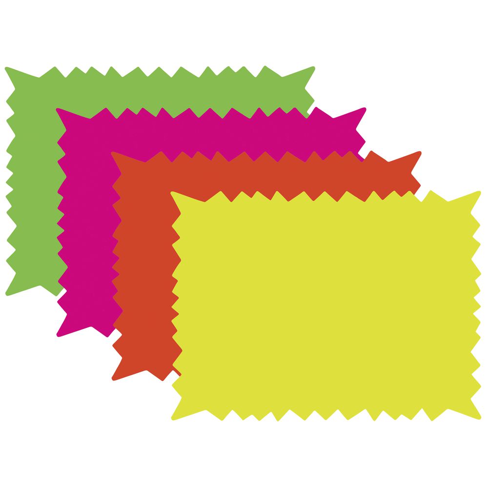 Ready Flow Assorted Fluorescent Large Starburst Sign Cards - 8"L x 8"H