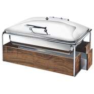 Cal-Mil Mid-Century Collection Natural Wood Chafer With Chrome Frame ...