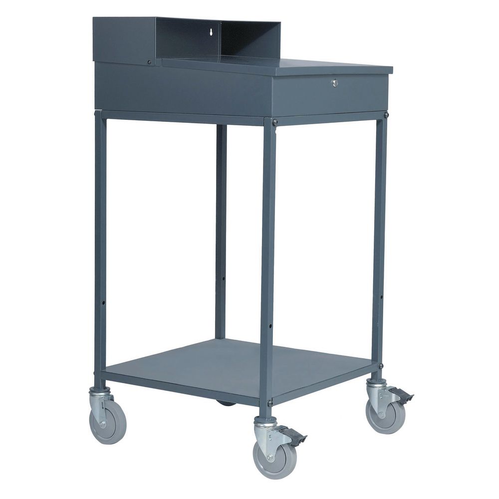 Choice Equipment Co. Mobile Grey Metal Receiving Desk - 25"L x 24"W x ...