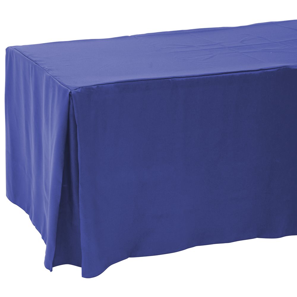 HUBERT® Fitted Royal Polyester Table Cover With Corner Pleats - 72"L x ...