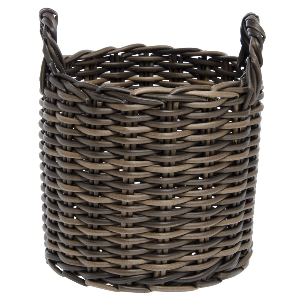 Expressly HUBERT® Round Black Metal Basket with Handles - 12 1/2"Dia x ...