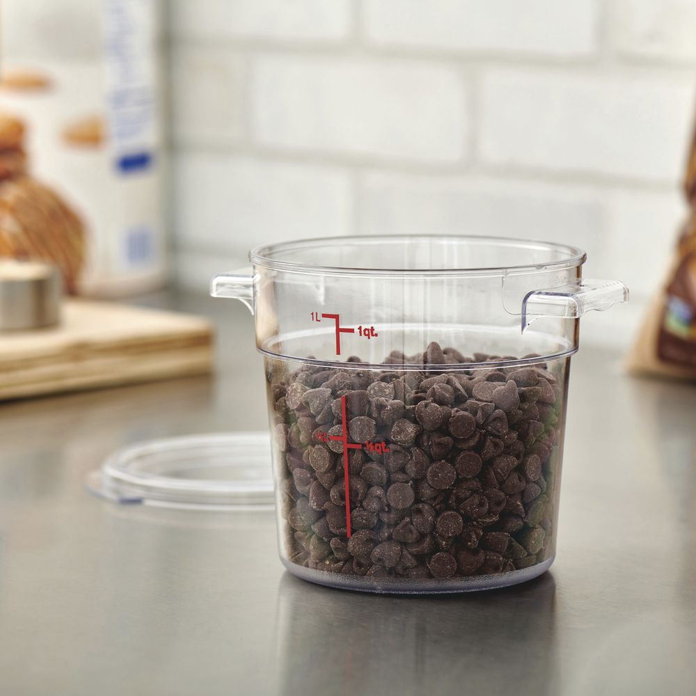 HUBERT® Clear Round Food Storage Container - 5"Dia x 5"D