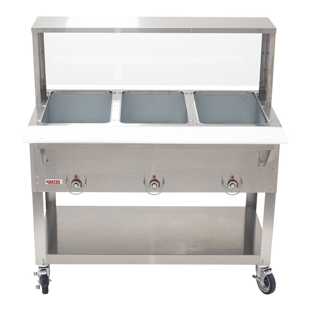 Kratos Mobile Three Pan Open Well Electric Steam Table with Undershelf ...