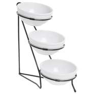 Expressly Hubert® Small 3-Tier White Bowl with Black Wire Display Stand ...