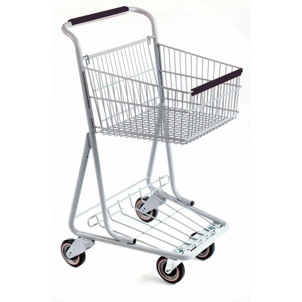 Versacart Single Basket Metallic Grey Metal Express Shopping Cart with ...