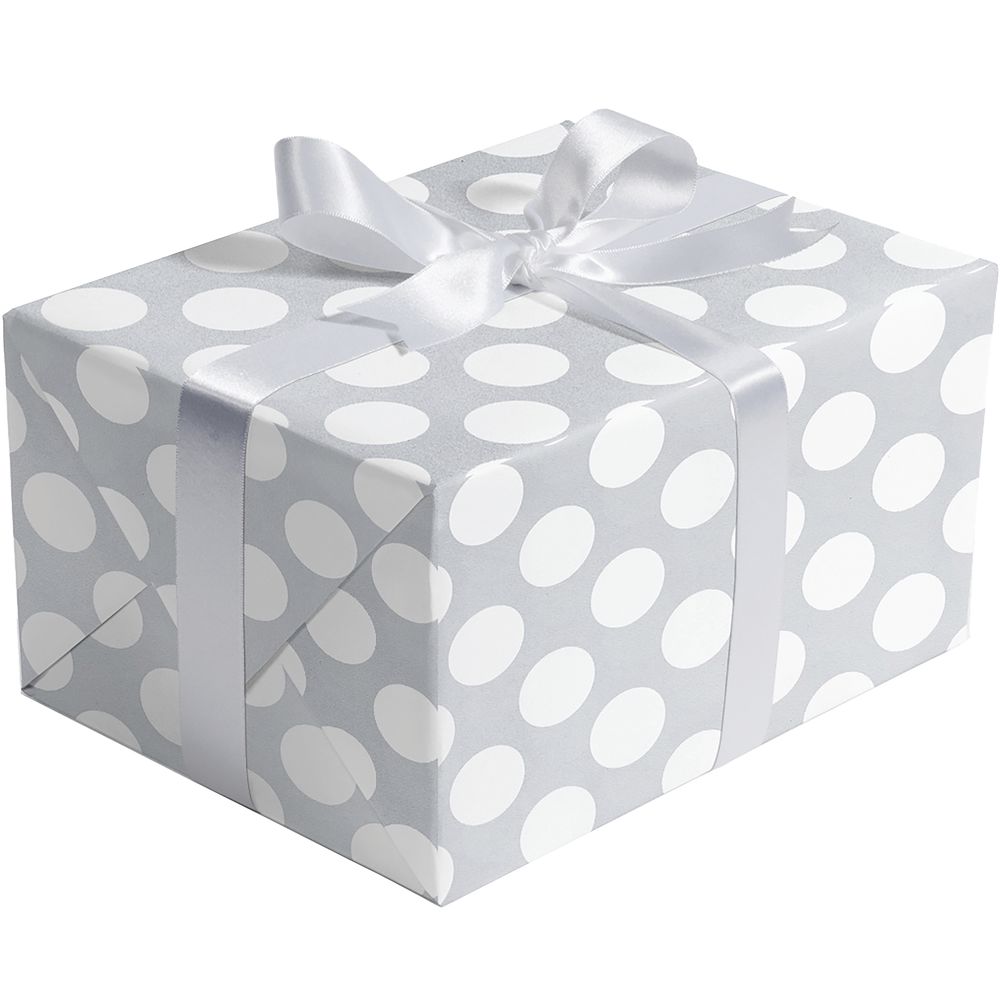 Half Roll Gold/Silver Dot Gift Wrap, 30"W