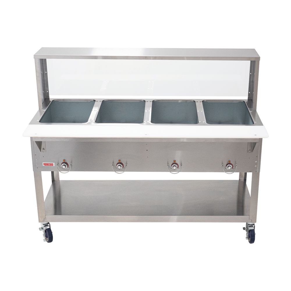 Kratos 28W-203 Electric Steam Table w/ Overshelf, 4 Wells - 57"W x 30"D ...