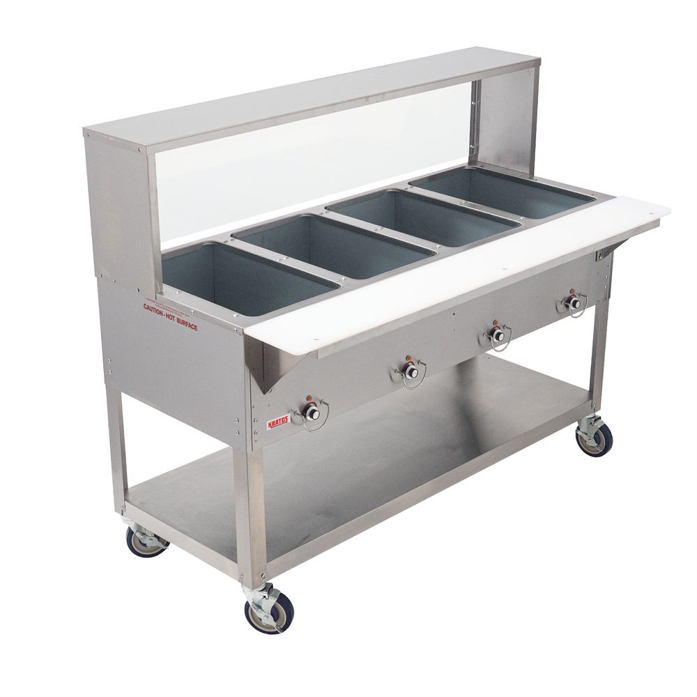 Kratos 28W-203 Electric Steam Table w/ Overshelf, 4 Wells - 57"W x 30"D ...