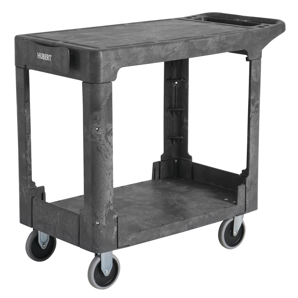 HUBERT® Grey Plastic Utility Cart, 2-Shelf - 38"L x 19"W x 32"H