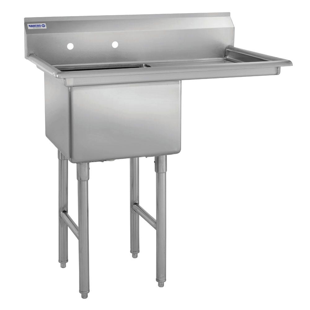 Kratos 38-1/2" 16-Gauge Stainless Steel One Compartment Sink with Right ...