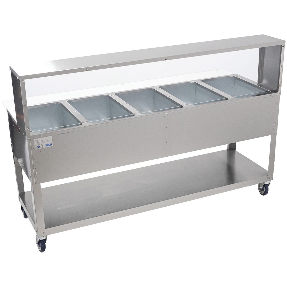 Kratos Mobile Five Pan Open Well Electric Steam Table with Undershelf ...