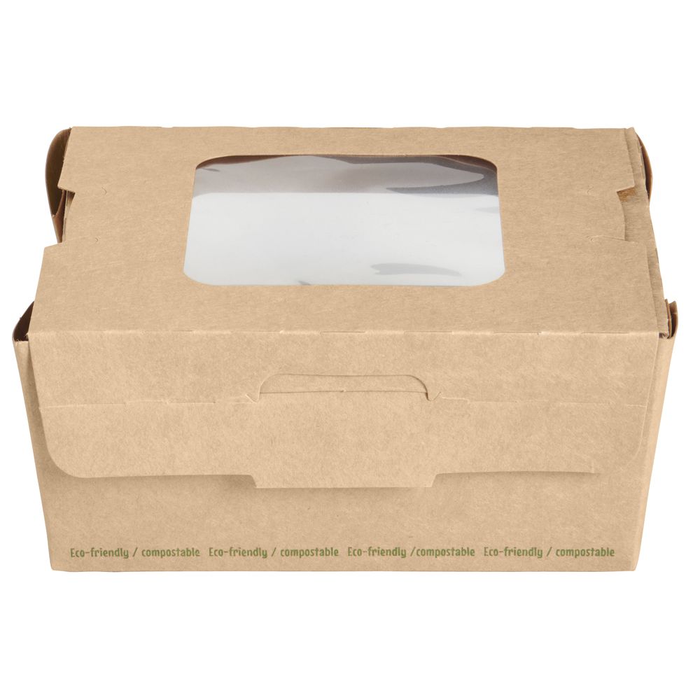 PacknWood Kraft Sandwich Box, Triple XL - 4 21/25"L x 3 1/5"W x 4 21/25"H