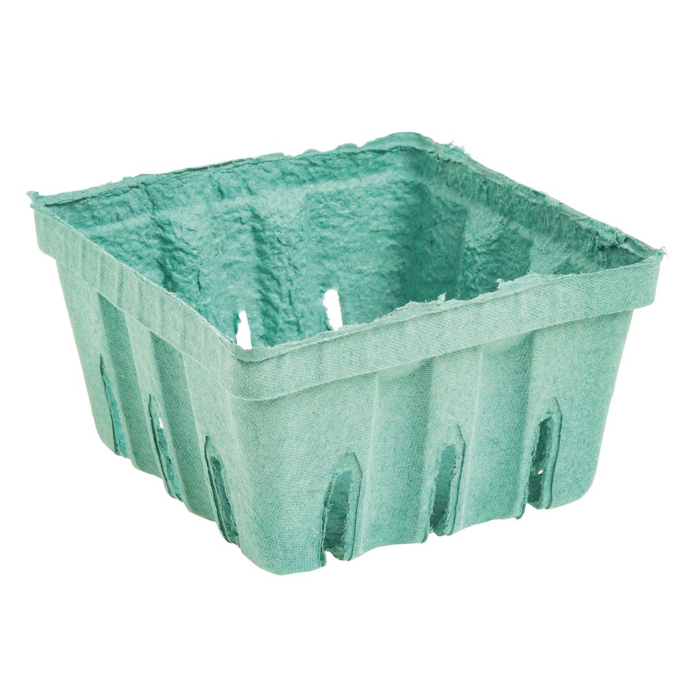 Pactiv YM336184 Quart Green Molded Pulp Tray - 5 1/2"Sq x 3 1/2"H