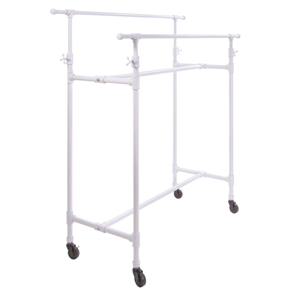 PipeLine Collection Adjustable Double Bar Box Rack, White Gloss