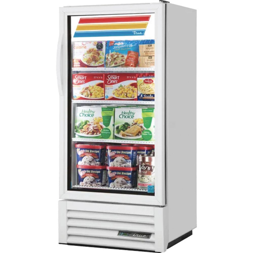 True GDM-10F-HC-LD White Countertop Glass Door Merchandiser Freezer, 10 ...