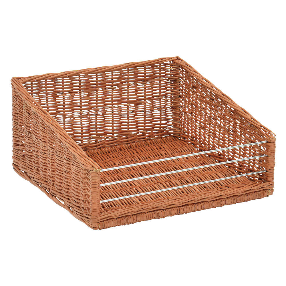 G.E.T. Rectangular Chocolate Rattan Tapered Basket - 11"L x 6"W x 2"H