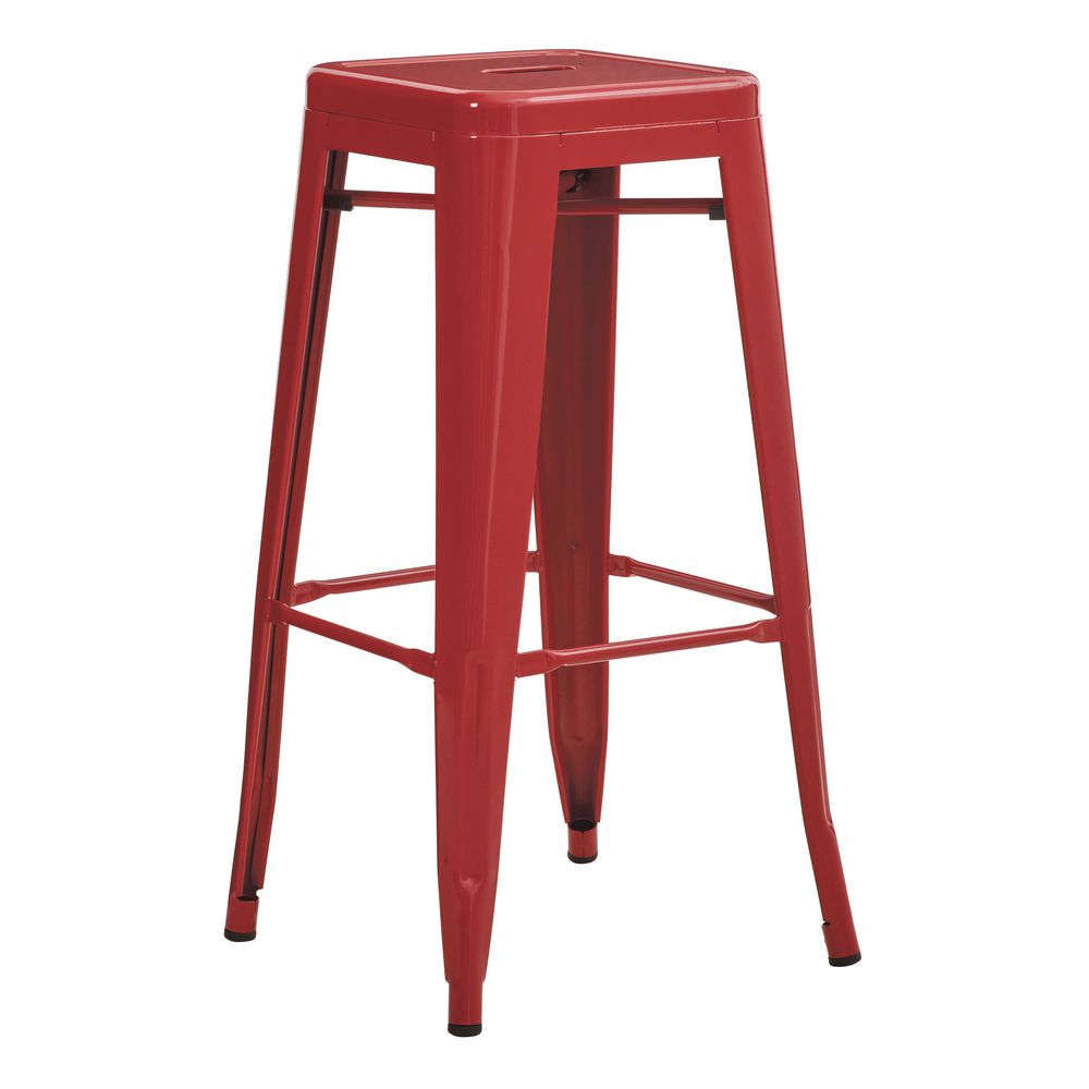 Kratos 32Q-131 Outdoor Backless Barstool, Red, Bar Height - 16-1/2"D