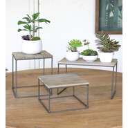 Rustic Wood and Metal 3-Piece Riser Set