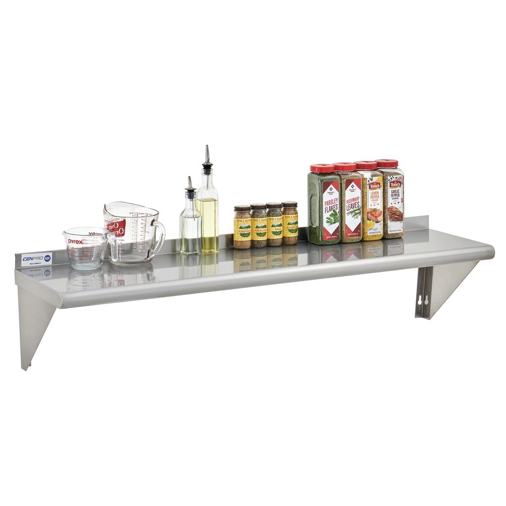 CenPro 29N-020 18-Gauge, Stainless Steel Wall Shelf - 15"D x 48"W x 13"H