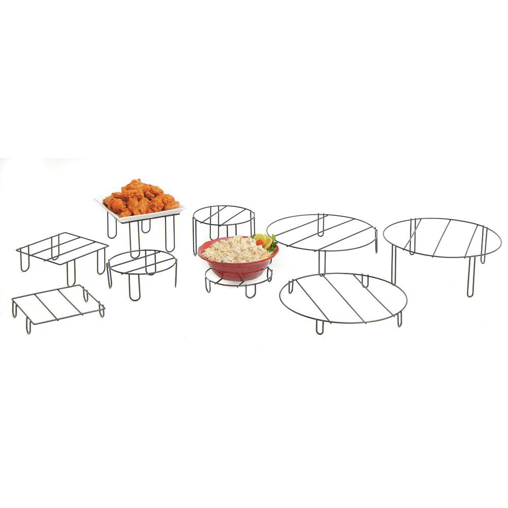 Expressly Hubert® 9" Round Black Metal Wire Buffet Riser Set