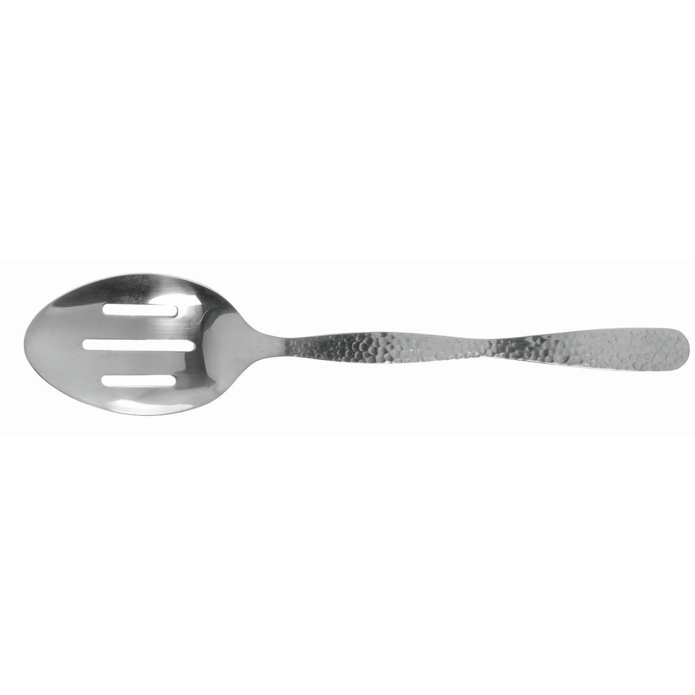 American Metalcraft Hammered Stainless Steel Slotted Serving Spoon - 10"L