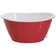 Party Tub With Drain, 4 3/8 Gallon, Red - 20 3/5"L x 14 1/4"W x 9 3/4"H