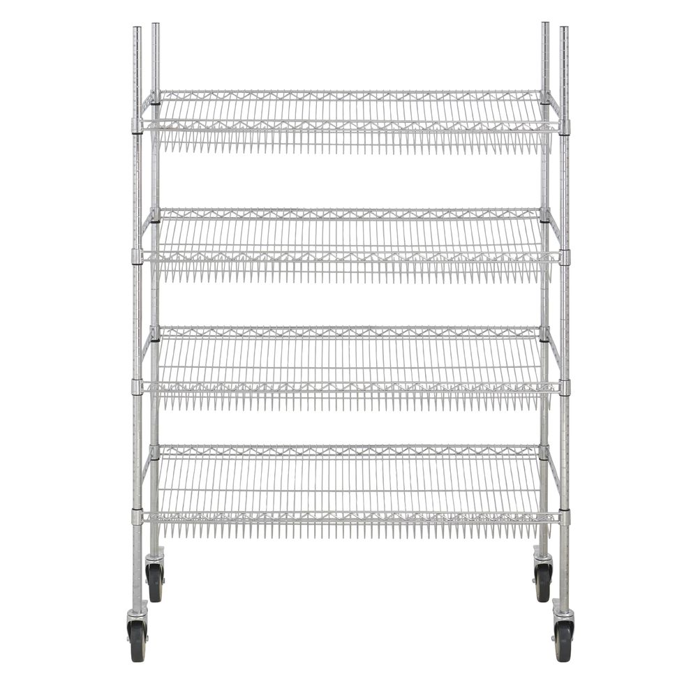 HUBERT® Mobile Shelving Unit, 4 Shelf, Chrome, 48"L x 22"W x 69"H