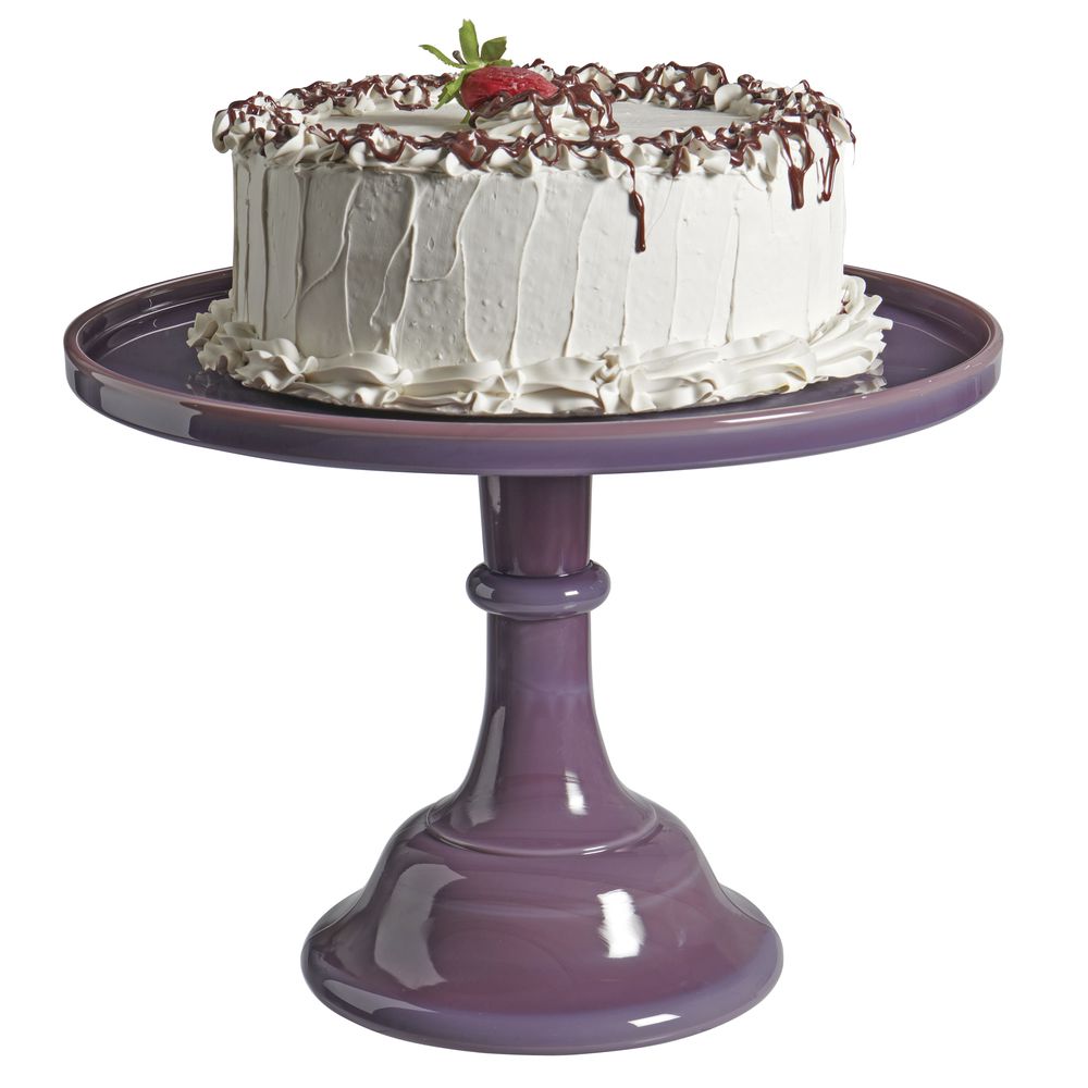 Mosser Glass Vintage Eggplant Purple Glass Cake Stand - 12"Dia x 9"H